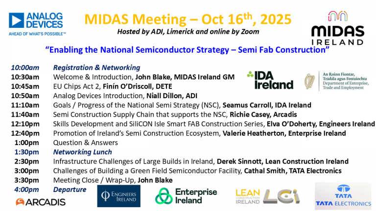 MIDAS Ireland October 16th Meeting – Venue - Analog Devices, Limerick ...